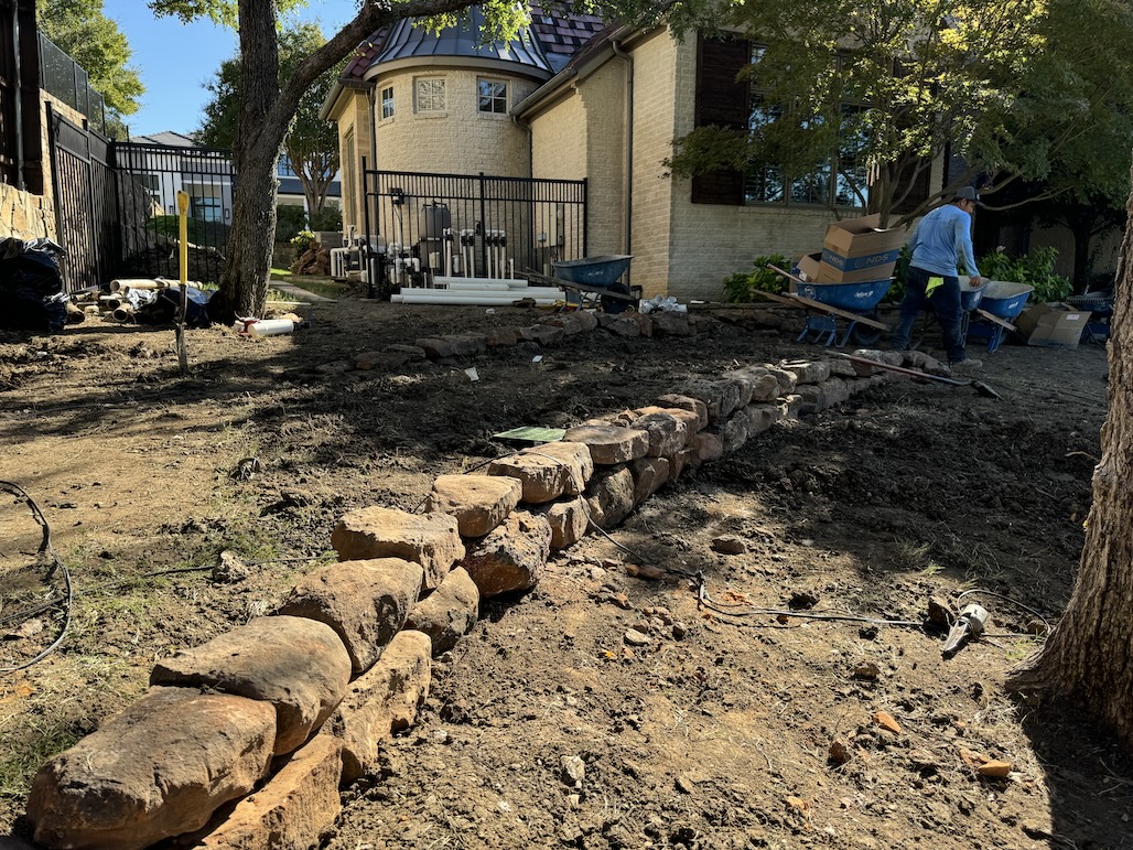 Controlling Erosion with Drainage and a Boulder Retaining Wall – Dallas ...