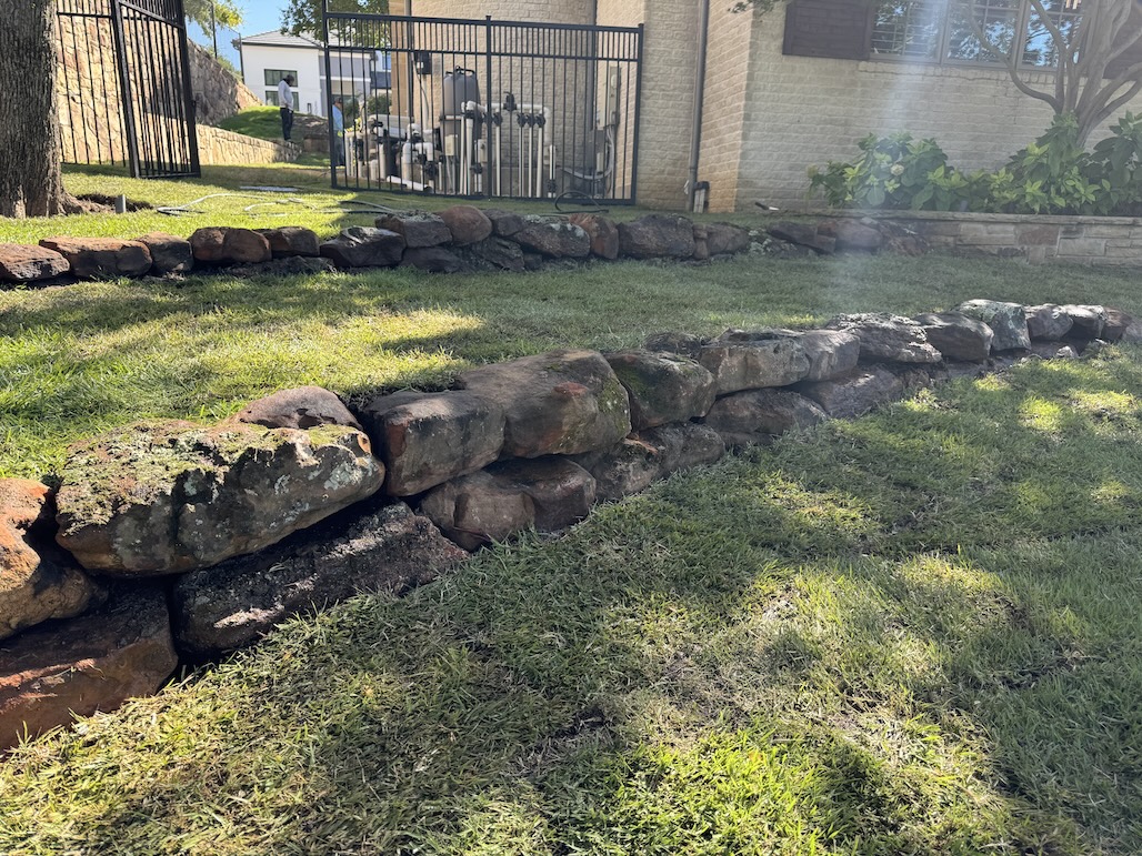 Controlling Erosion with Drainage and a Boulder Retaining Wall – Dallas ...